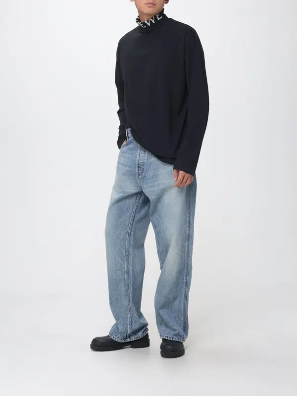 Loewe Cotton Roll Neck With Contrast Logo And Dropped Shoulders