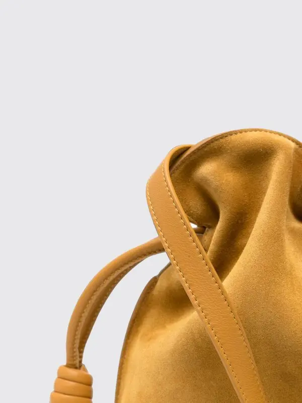Loewe Flamenco Suede Bucket Clutch With Drawstring - Yellow