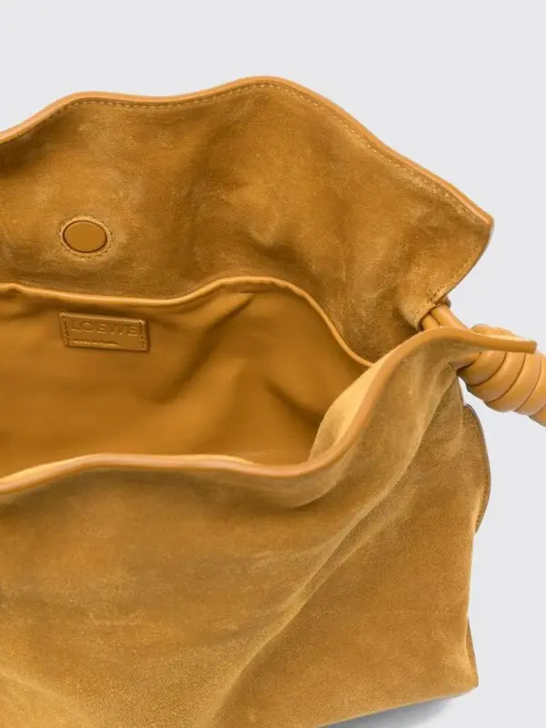 Loewe Flamenco Suede Bucket Clutch With Drawstring - Yellow