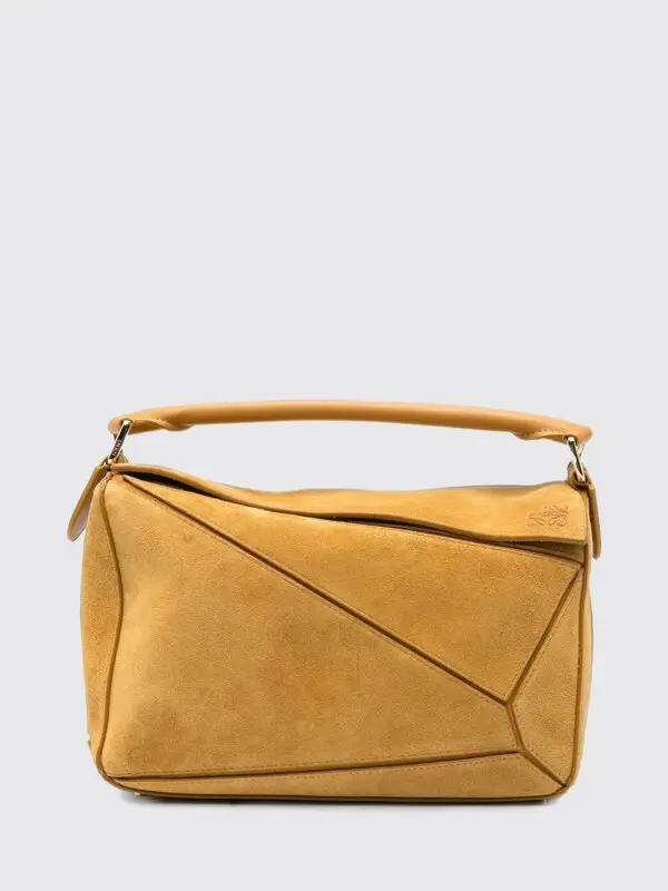 Loewe Featherlight Puzzle Suede Handbag With Tubular Handle
