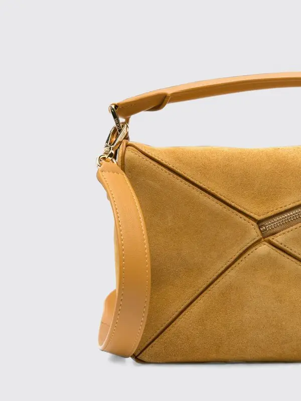 Loewe Featherlight Puzzle Suede Handbag With Tubular Handle