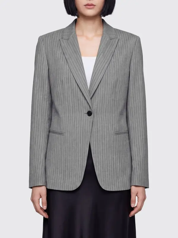 Alberta Ferretti Single-breasted Chevron Wool Blend Blazer