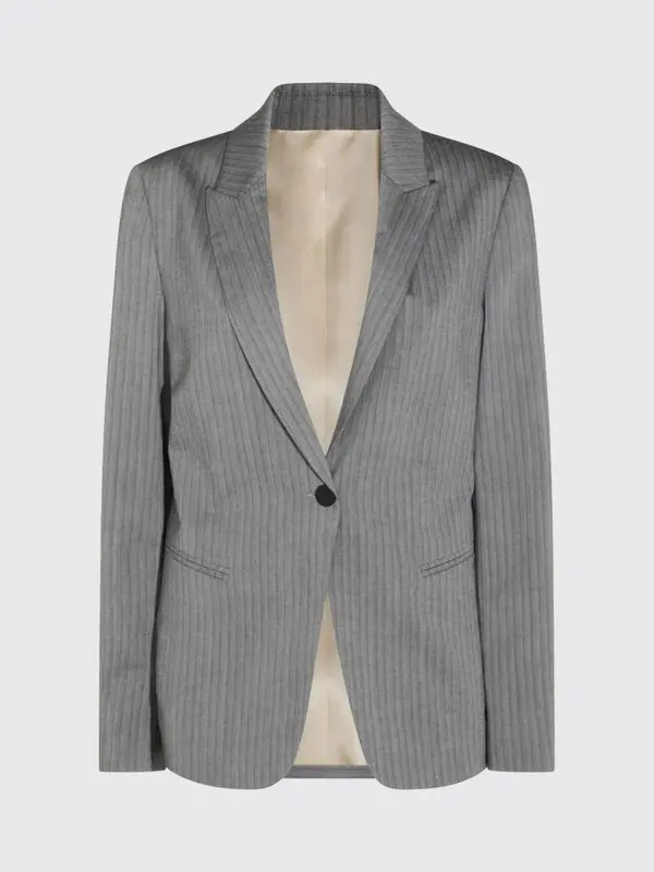 Alberta Ferretti Single-breasted Chevron Wool Blend Blazer