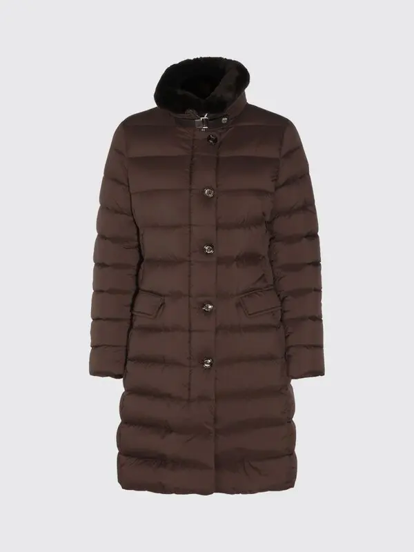 MOORER Vetiver-s3 Long Technical Fabric Down Jacket With Fur Collar