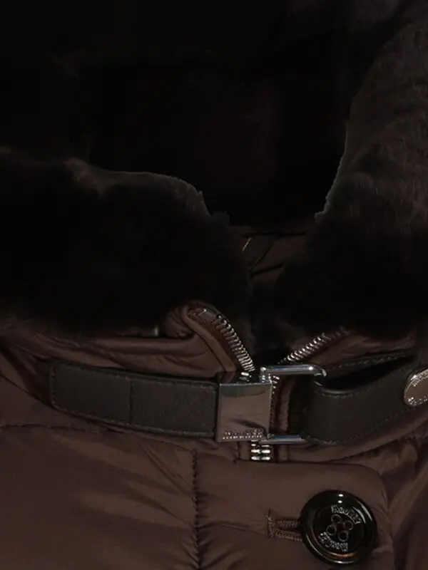 MOORER Vetiver-s3 Long Technical Fabric Down Jacket With Fur Collar
