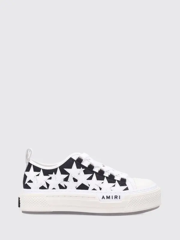 Amiri Stars Court Trainers In Canvas And Leather With Star Print And Platform Sole - White