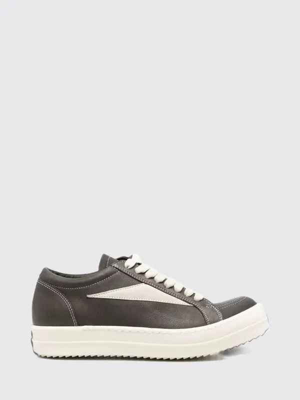 Rick Owens Low-top Sneakers In Two-tone Calf Leather With Rubber Sole