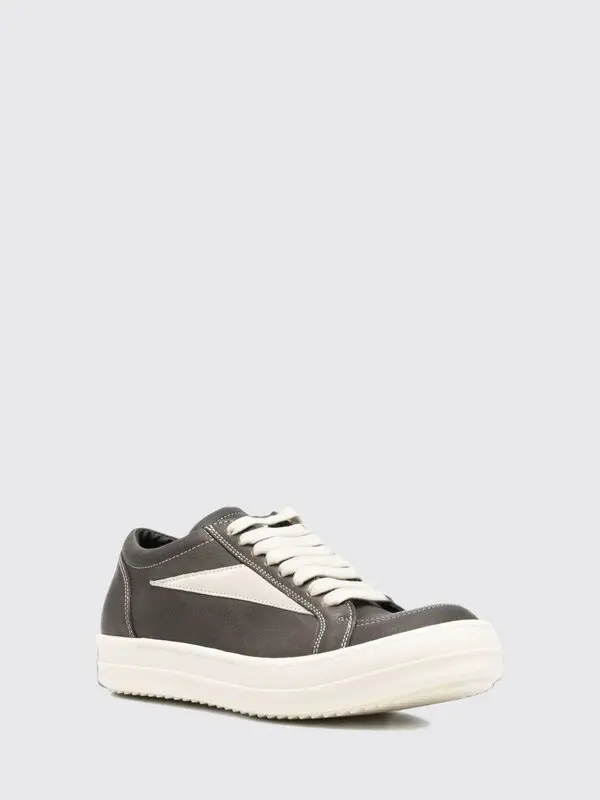 Rick Owens Low-top Sneakers In Two-tone Calf Leather With Rubber Sole