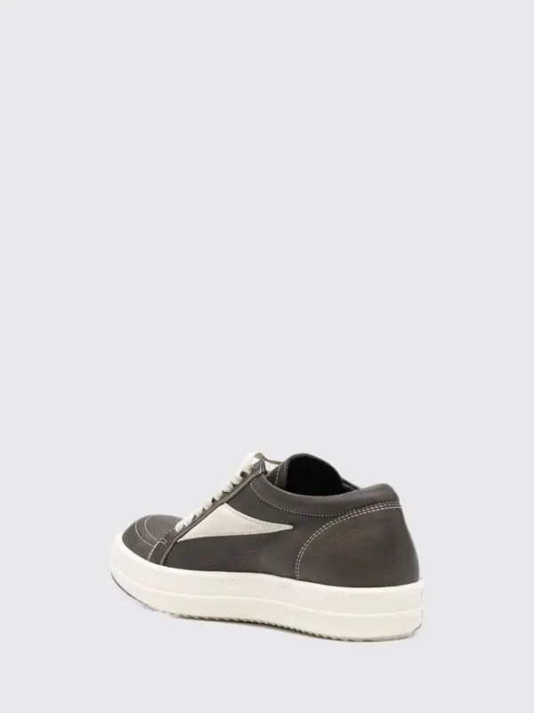 Rick Owens Low-top Sneakers In Two-tone Calf Leather With Rubber Sole