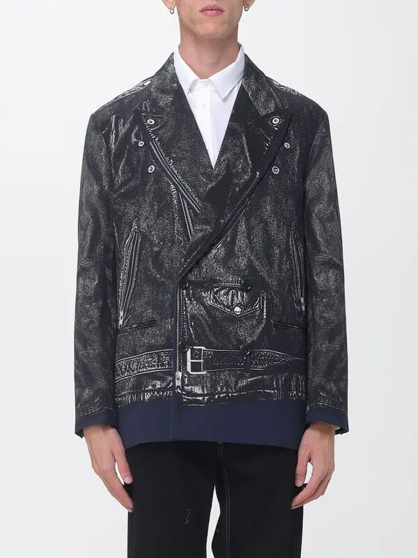 Moschino Double-breasted Cotton Blazer With All-over Graphic Print