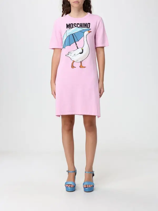Moschino Cotton Mini T-shirt Dress With Graphic Logo