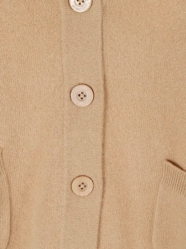 SEMICOUTURE Esther Wool Cardigan With V-neck And Patch Pockets - Nude