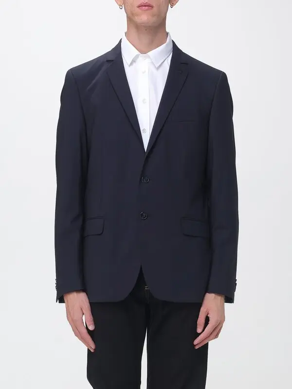Karl Lagerfeld Single-breasted Virgin Wool Blazer With Classic Lapels - Blue