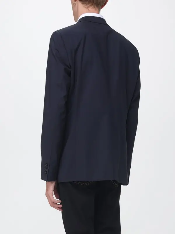 Karl Lagerfeld Single-breasted Virgin Wool Blazer With Classic Lapels - Blue