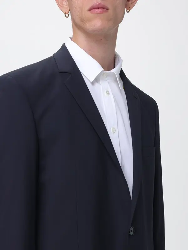 Karl Lagerfeld Single-breasted Virgin Wool Blazer With Classic Lapels - Blue