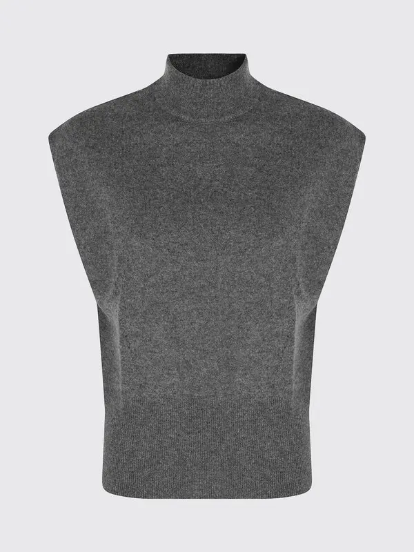 SEMICOUTURE Slim Fit Wool And Cashmere Blend Sleeveless Mock Neck Top