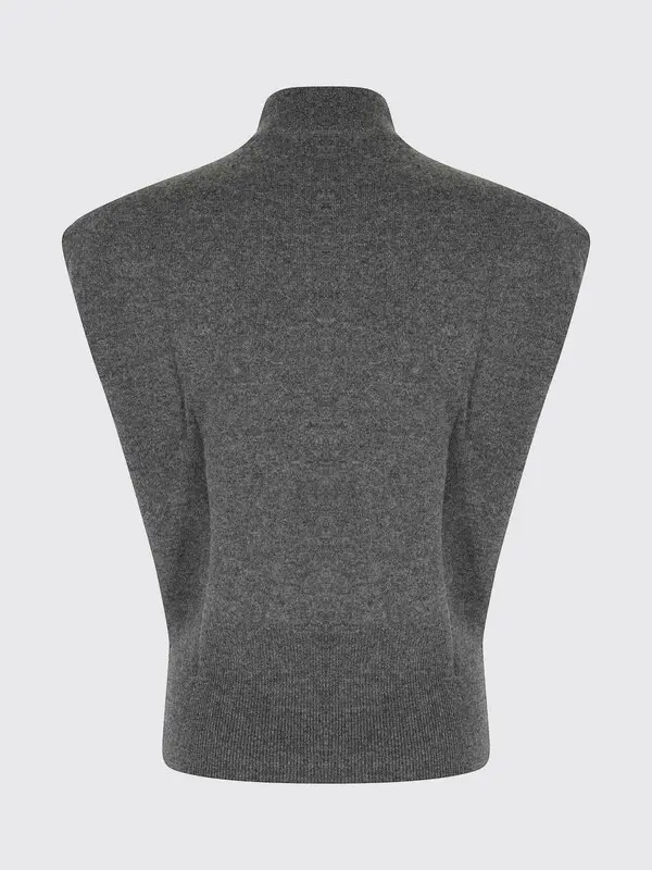 SEMICOUTURE Slim Fit Wool And Cashmere Blend Sleeveless Mock Neck Top