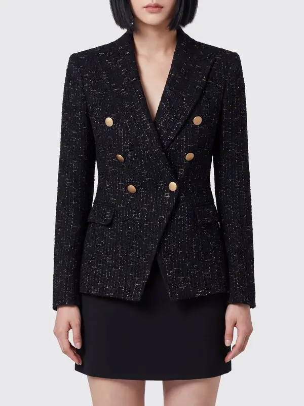 Tagliatore Double-breasted Slim Fit Tweed Blazer With Peaked Lapels