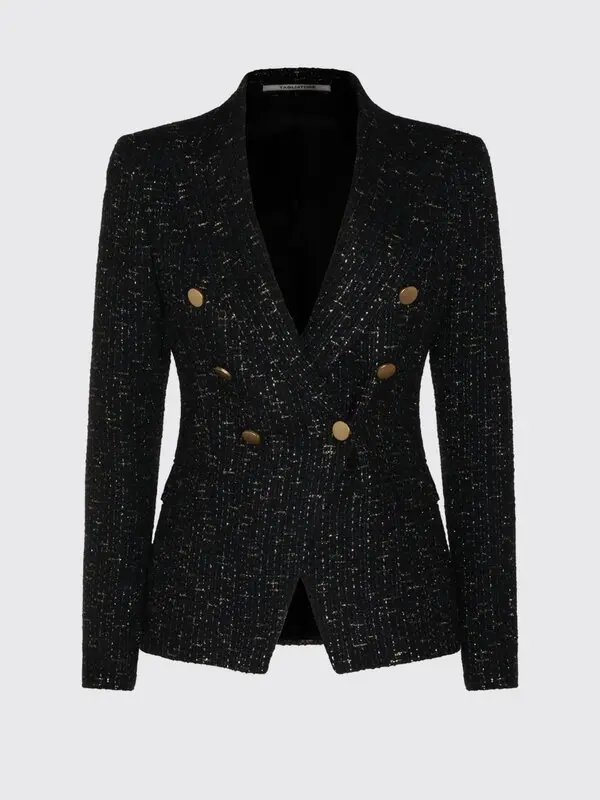 Tagliatore Double-breasted Slim Fit Tweed Blazer With Peaked Lapels