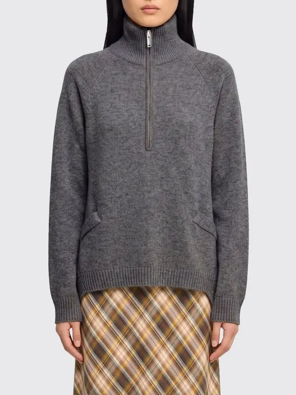 SEMICOUTURE Half-zip Wool Turtleneck Jumper With Ribbed Trims