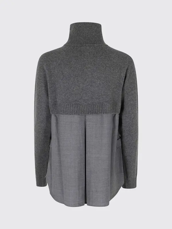SEMICOUTURE Half-zip Wool Turtleneck Jumper With Ribbed Trims
