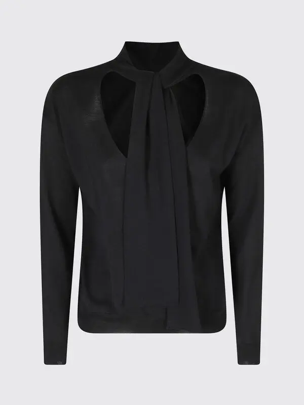 ROBERTO COLLINA Wool Jumper With V-neck And Scarf Collar