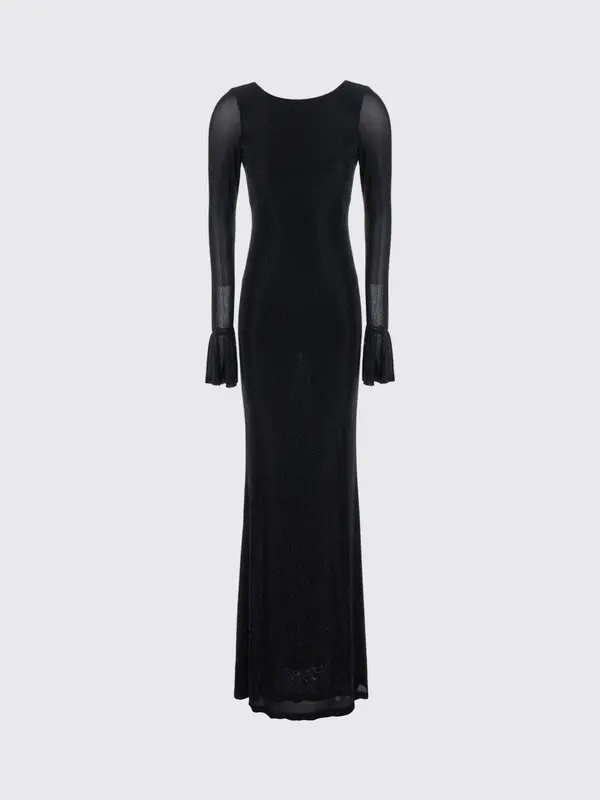TWENTY FOURHAITCH Long Sheath Evening Gown In Jersey With Rhinestones And Flared Cuffs