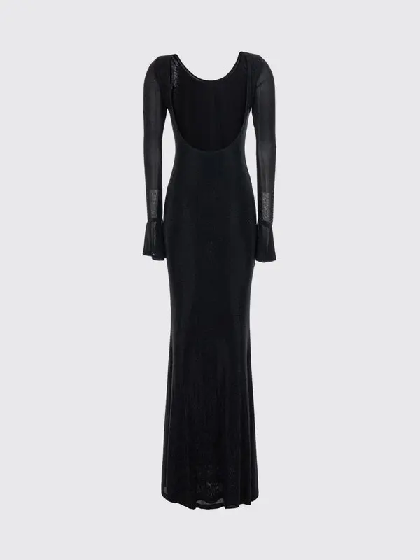 TWENTY FOURHAITCH Long Sheath Evening Gown In Jersey With Rhinestones And Flared Cuffs