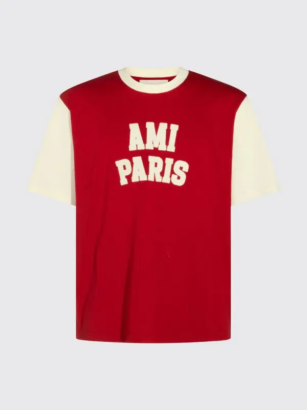AMI Paris Contrast Logo Cotton Crew Neck T-shirt