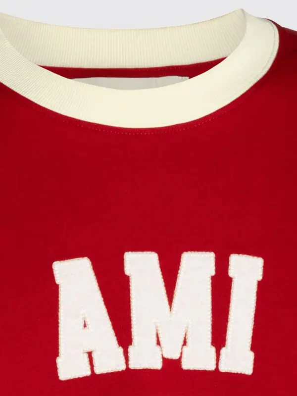 AMI Paris Contrast Logo Cotton Crew Neck T-shirt