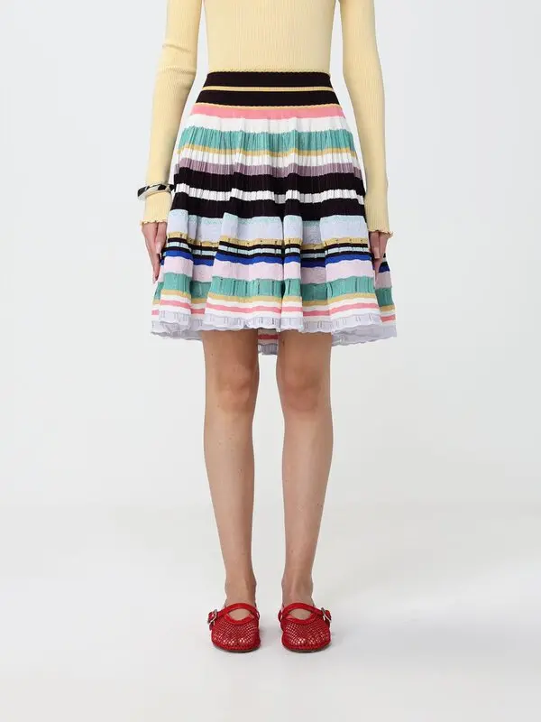 Alaïa A-line Knit Mini Skirt In Striped Viscose