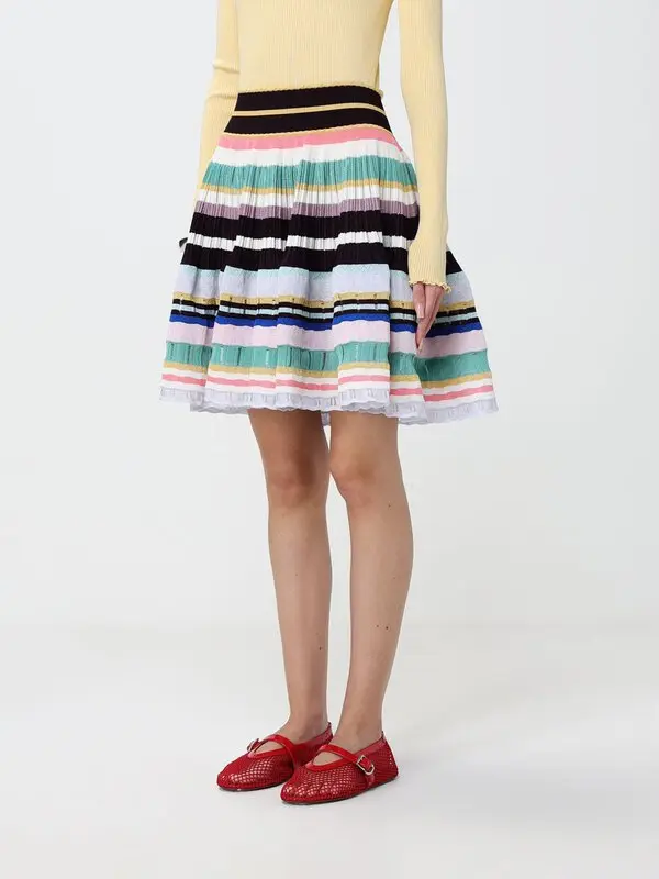 Alaïa A-line Knit Mini Skirt In Striped Viscose