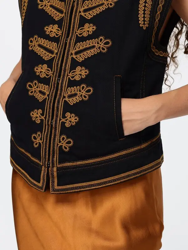 Isabel Marant Étoile Embroidered Cotton-twill Tailored Waistcoat