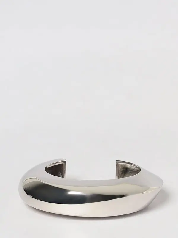 Alaïa Edge Rigid Bangle Bracelet In Chrome-plated Brass With Engraved Logo