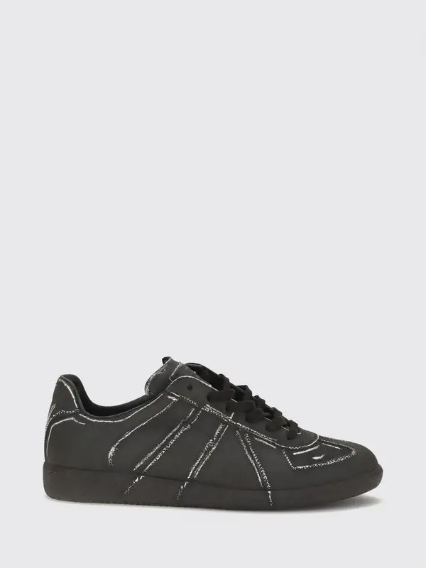 MAISON MARGIELA Replica Bi Calf Leather Low Top Sneakers - Black