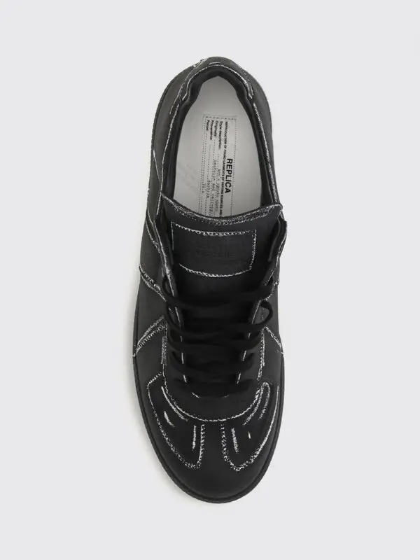 MAISON MARGIELA Replica Bi Calf Leather Low Top Sneakers - Black