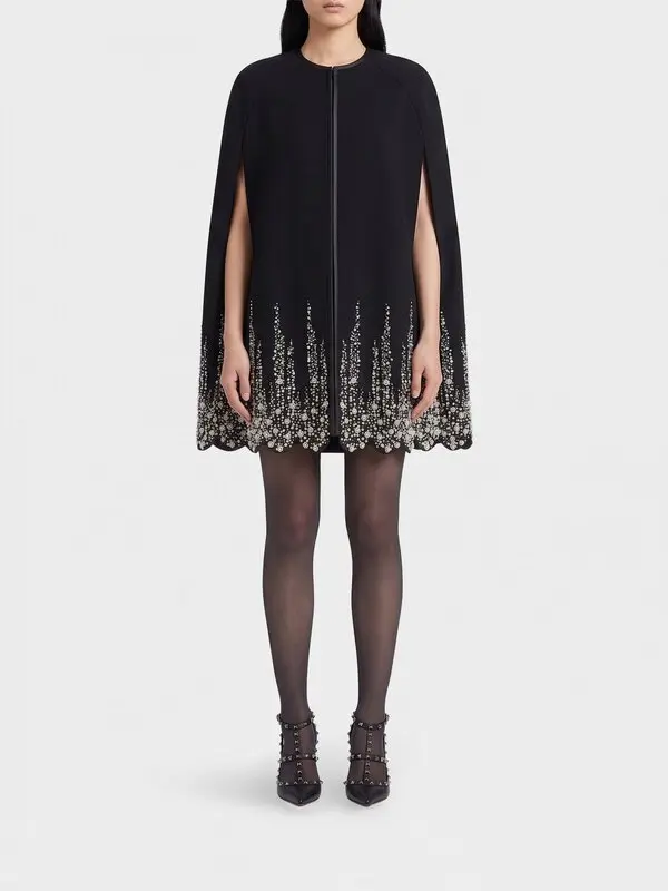 Valentino Garavani Bead-embellished Wool Mini Cocktail Dress