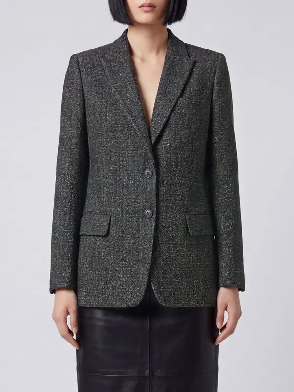 Victoria Beckham Single-breasted Virgin Wool And Cotton Blazer With Peak Lapels
