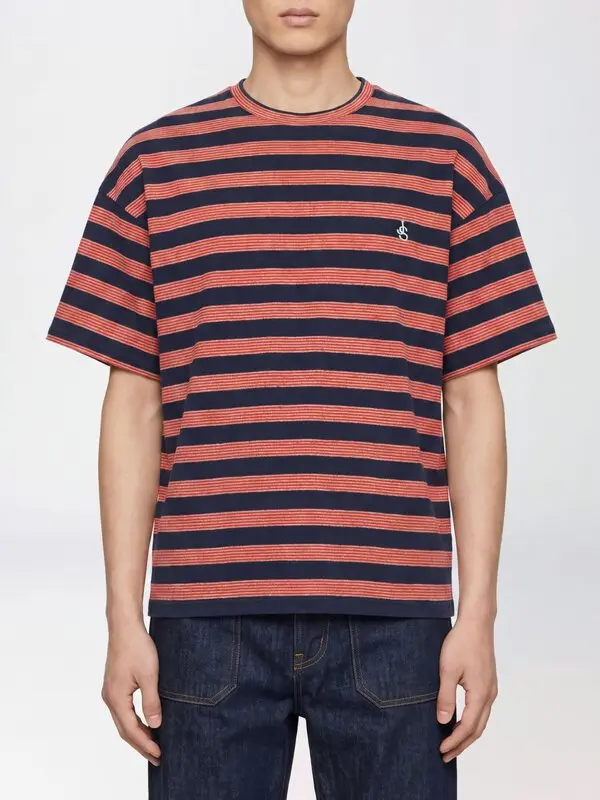 JIL SANDER Two-tone Striped Cotton Crewneck T-shirt With Dropped Shoulders