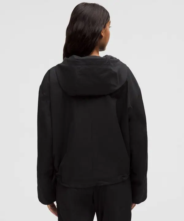 Lululemon Water-resistant Cropped Hooded Jacket - Black/graphite Grey