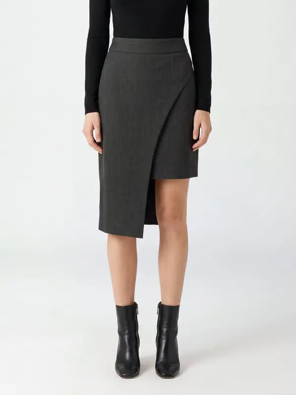 Federica Tosi High-waisted Asymmetric Wool Blend Midi Skirt - Grey