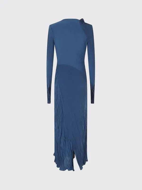 Victoria Beckham Pleated Crêpe Midi Dress With Asymmetrical Hem - Blue