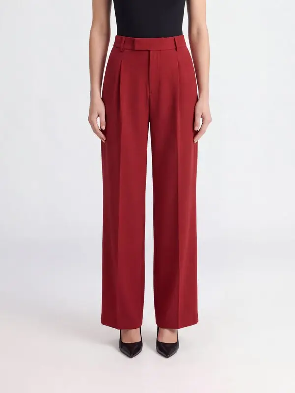 Federica Tosi High-waisted Wide-leg Tailo Trousers In Crêpe - Red