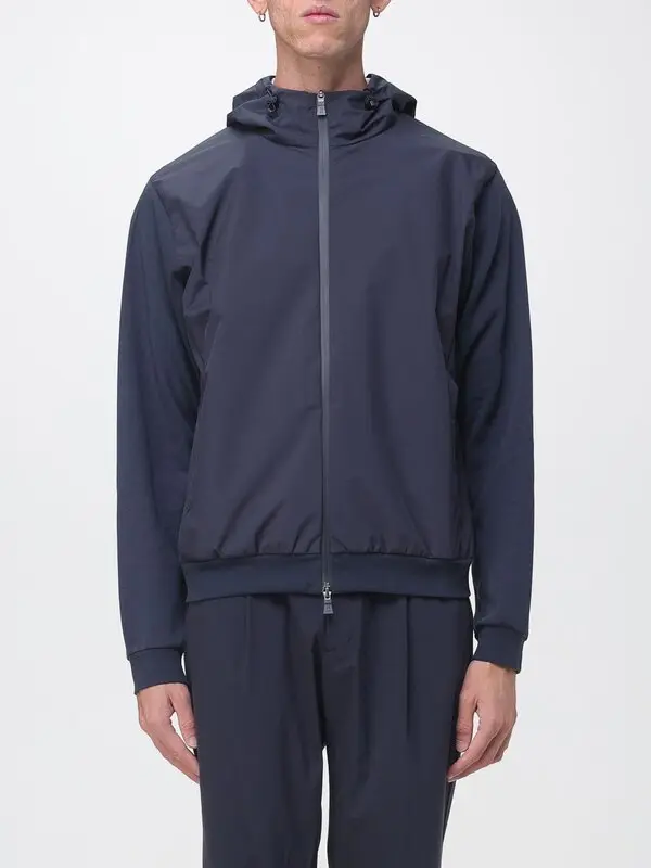 Herno Technical Fabric Hooded Windbreaker Jacket With Zip Closure