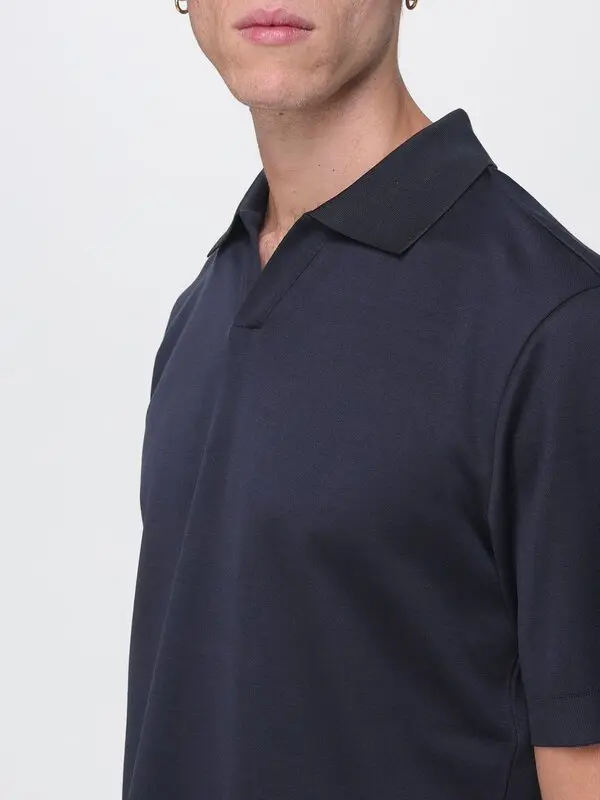 Herno Short-sleeved Cotton Polo Shirt With Classic Collar And V-neck