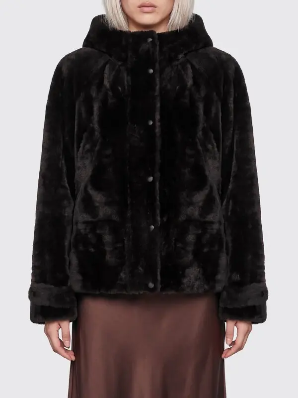 Brunello Cucinelli Short Shearling Jacket With Hood And Monili Embroidery