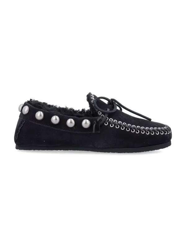 Isabel Marant Étoile Studded Shearling Moccasin Flats