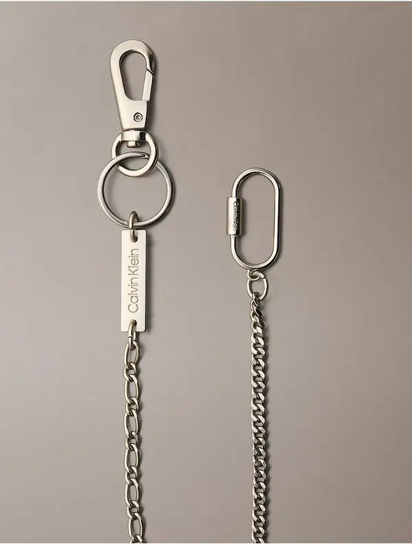Calvin Klein Leather Monologo Card Case + Chain