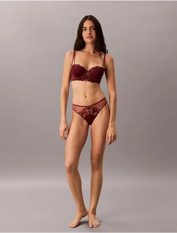 Calvin Klein Floral Lace Thong - Established Red