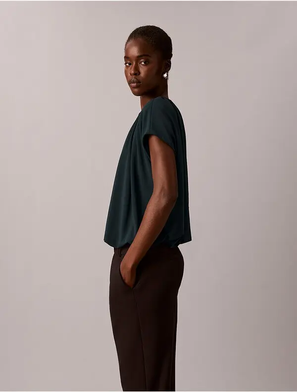 Calvin Klein Matte Jersey Shirred Neck Top